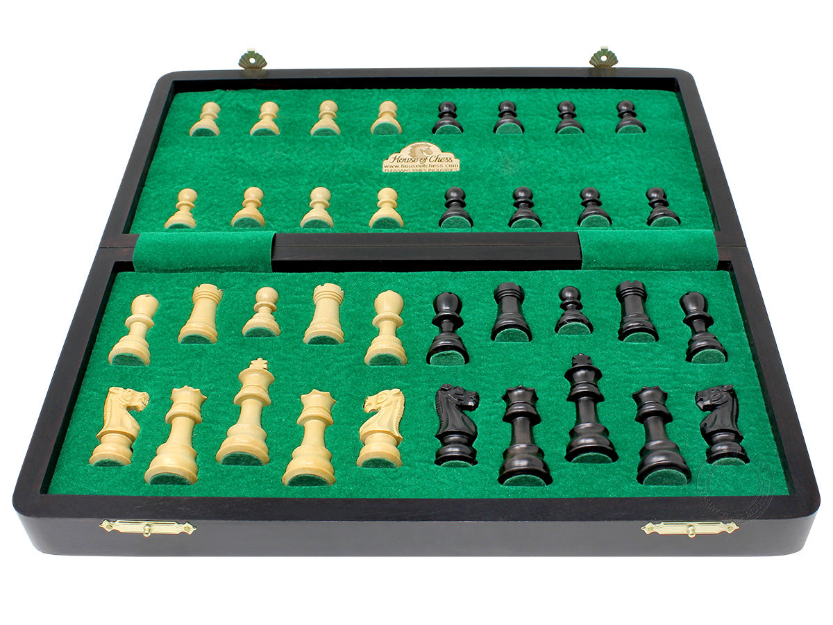 Wooden Folding Chess Set / Board - 14" in Ringy Rosewood with Galaxy S ...