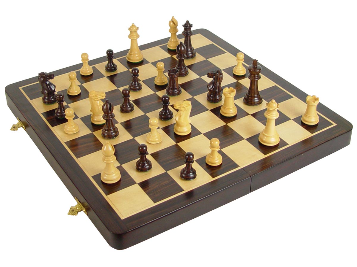 Folding Chess Set Regal Staunton 3-1/2" & 16" Board with Box Rosewood ...
