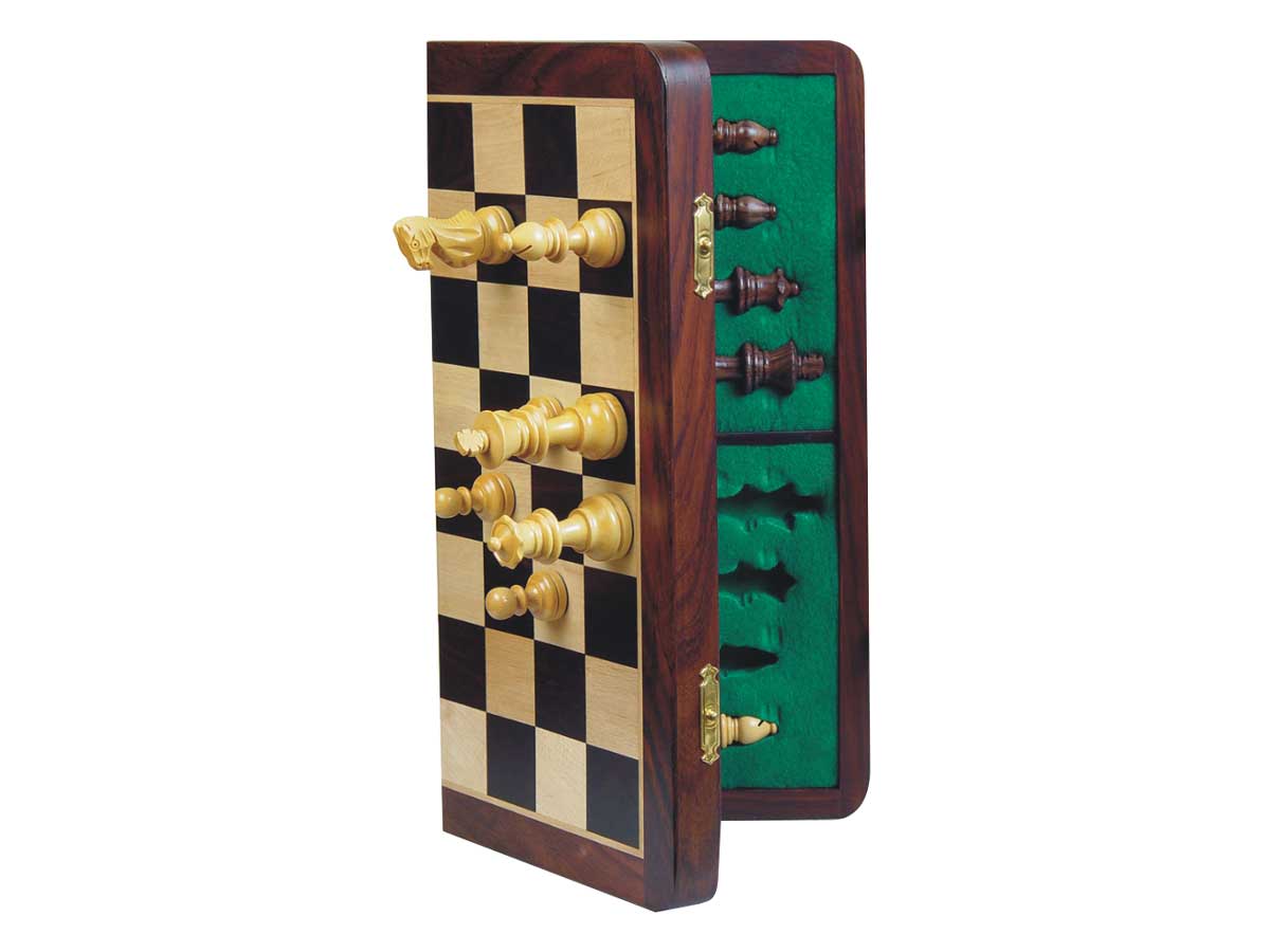Unique Travel Chess Set Magnetic Folding 14" Rosewood/Maple – House of ...