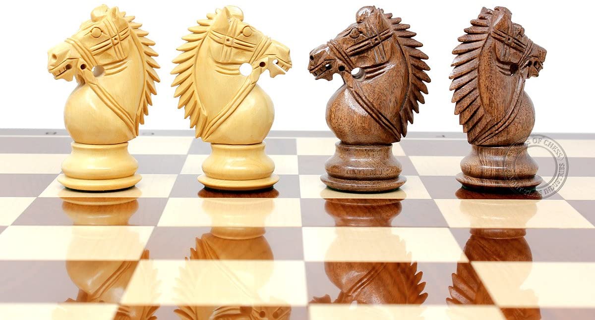 Rio Staunton Biggie Knight Acacia Wood 4" Chess Set - 21" Folding Ches ...